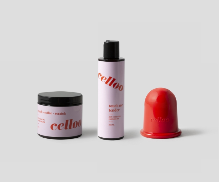 Celloo set of peeling, oil and large bubble for anti-cellulite massage ...
